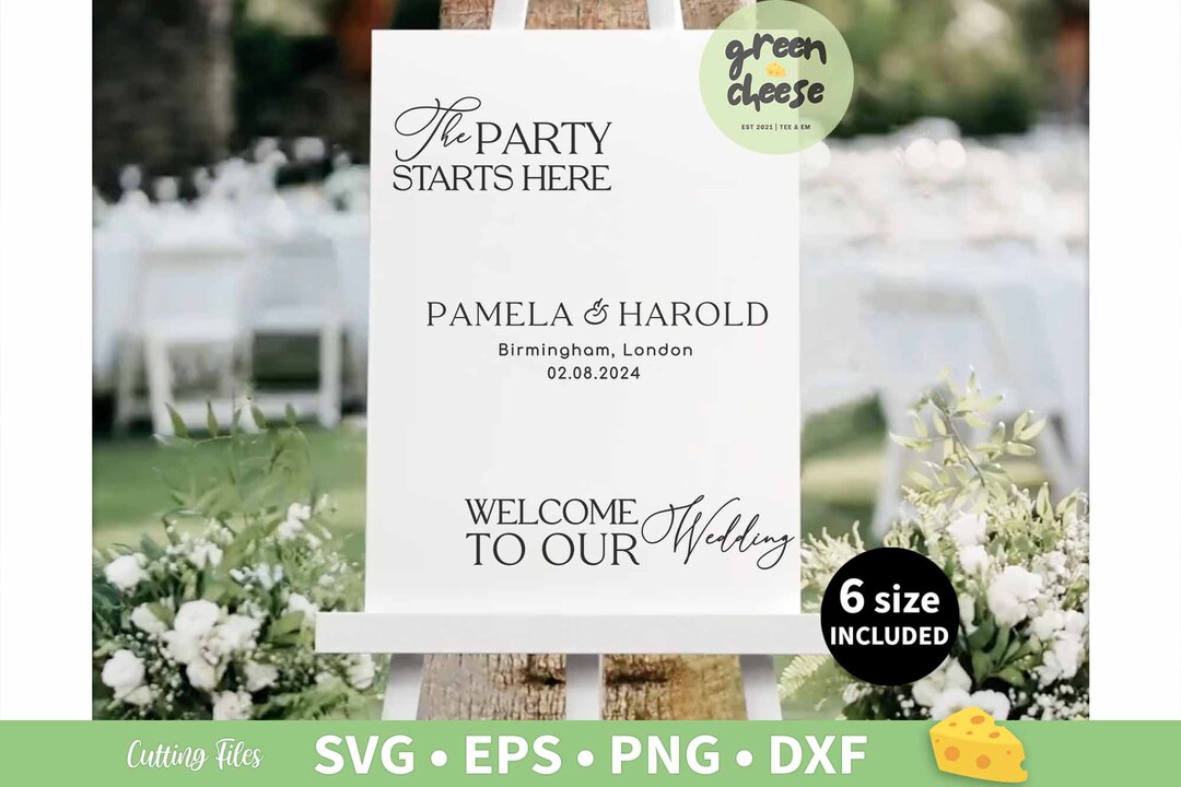 The Party Start Here Template, Welcome Wedding Poster, Minimalist ...