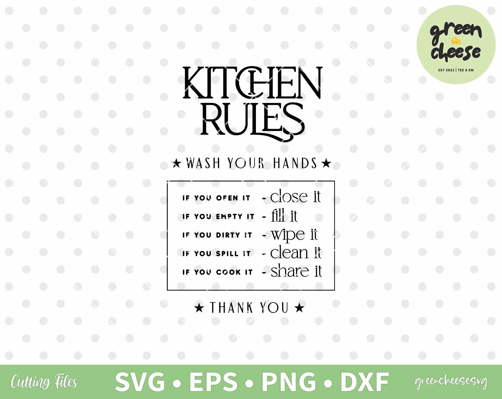 Kitchen Rules Svg, Funny Kitchen Svg, Wash Your Hand Kitchen Svg, New ...