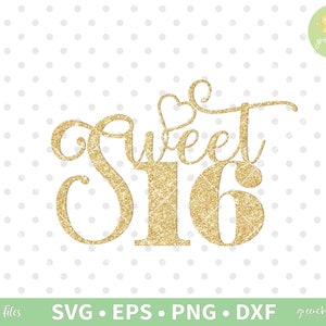 Sweet 16 SVG Sixteenth Birthday SVG 16th Birthday Happy | Etsy