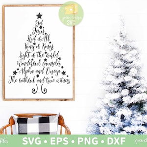 Names of Jesus Christmas Tree Svg, Christmas Tree Svg, Holiday Svg ...