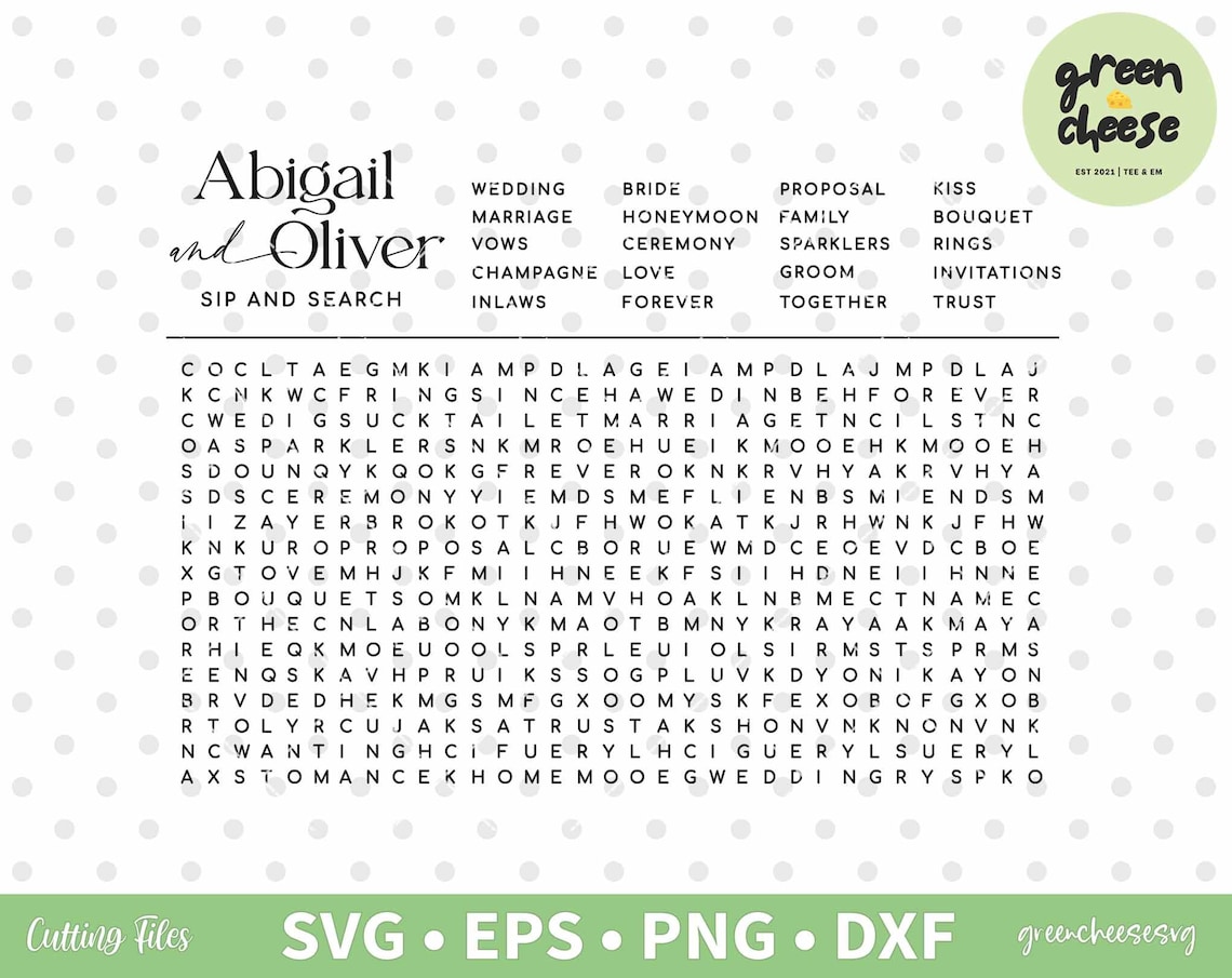 Editable Minimalist Wedding Word Puzzle Game Template, Sip and Solve ...