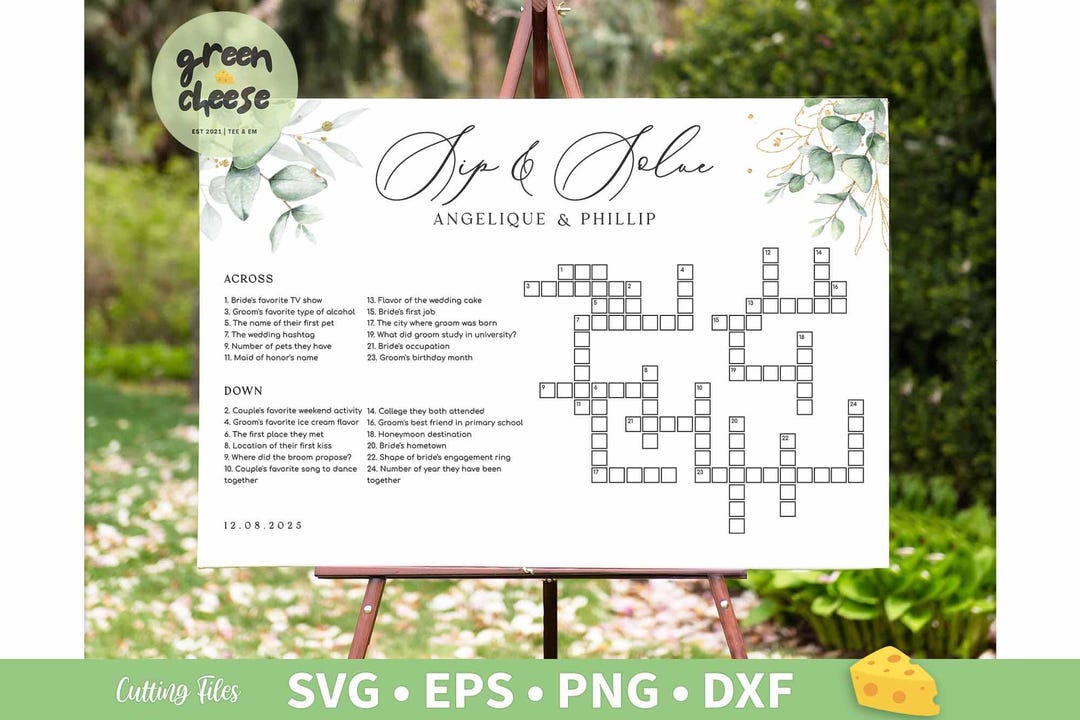 Editable Greenery Eucalyptus Wedding Crossword Puzzle Template, Wedding ...