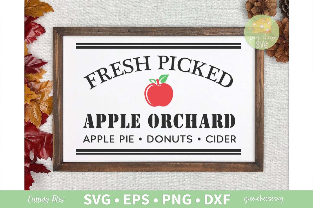Fresh Picked Apple Orchard Svg, Fall Apple Svg, Apple Sign SVG, Autumn ...