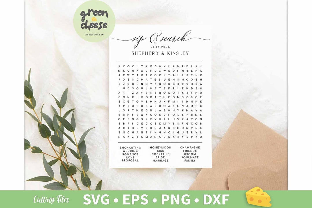 Wedding Word Search Game Template, Bridal Shower Wedding Game ...