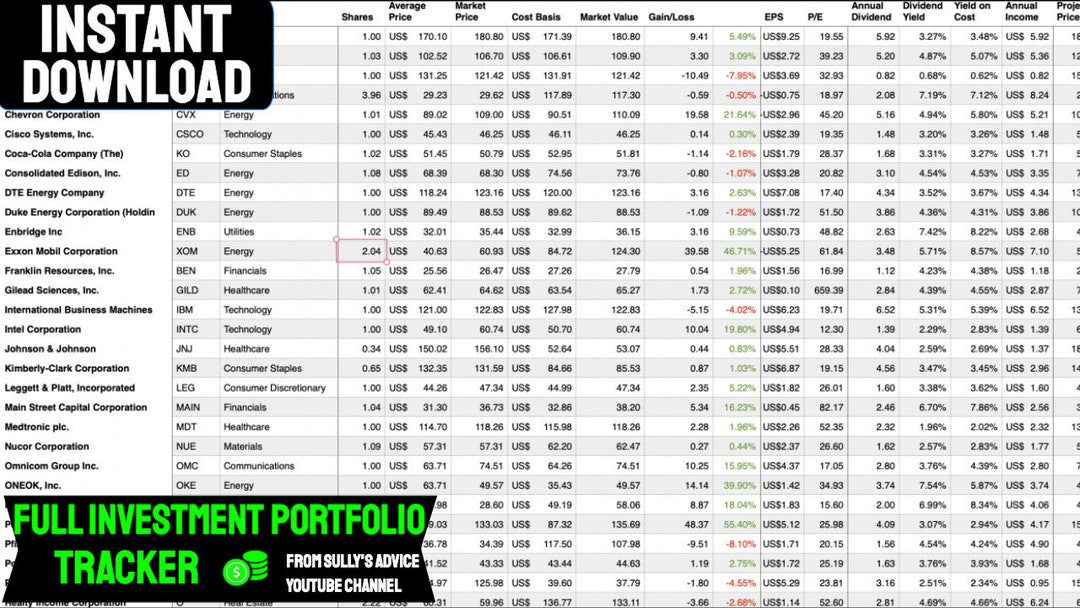 Automated Dividends Portfolio Template for Apple Numbers - Etsy