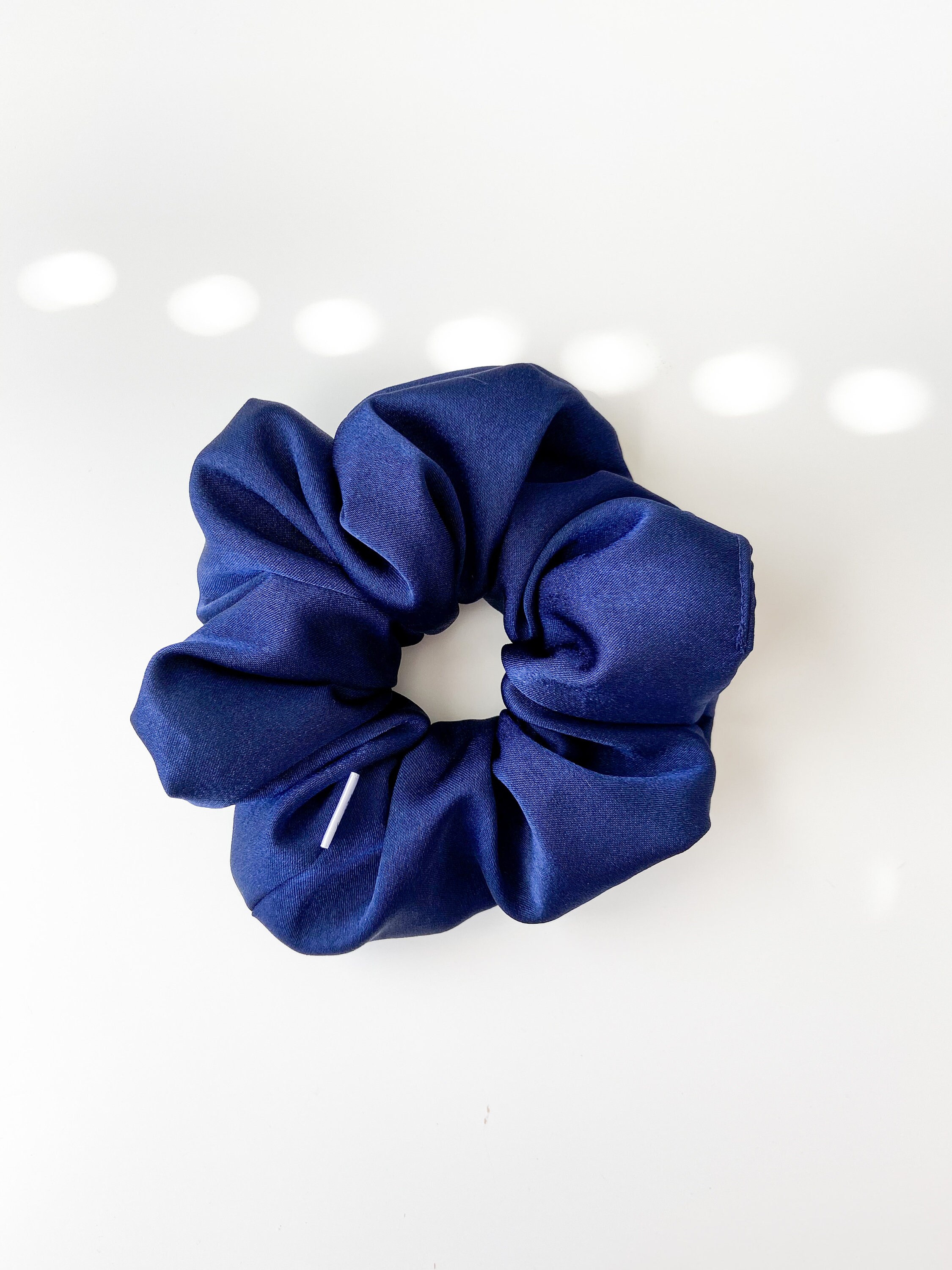 Oversized Satin Blue Scrunchie, Big Navy Blue Sanded Satin Scrunchie ...