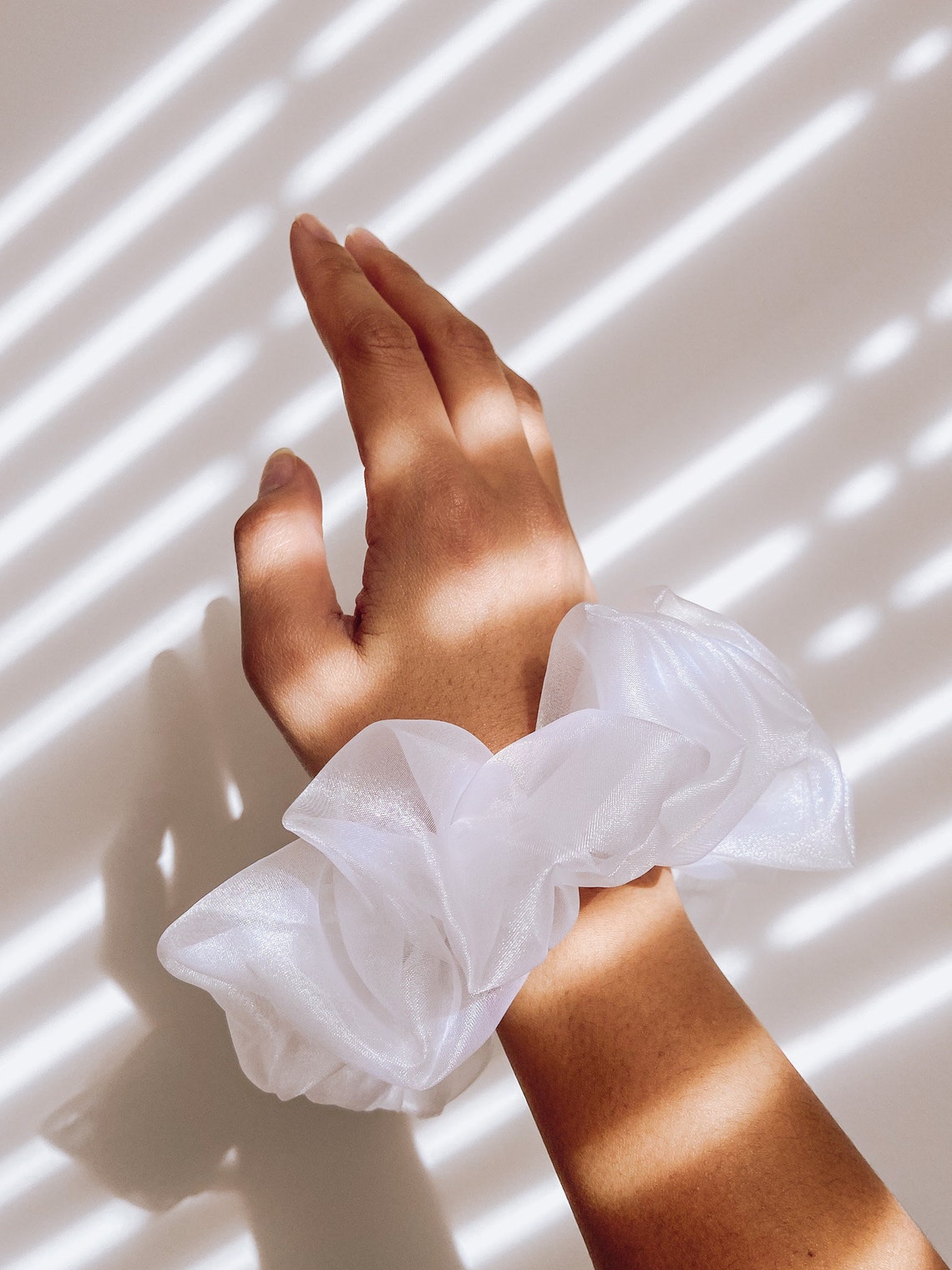 White Organza Oversized Scrunchie / Fluffy Ivory White Tulle Scrunchy ...