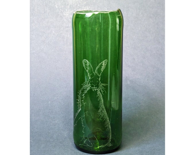 Vase | Hare | Hand Engraved | Upcycled Bottle - Etsy