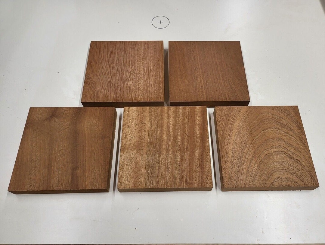 5 Solid Sapele Timber Offcuts. Hardwood. Craft. Mini Slabs 150mm X ...
