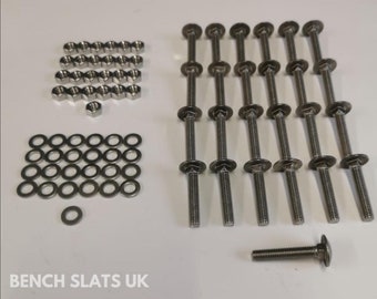 Hardwood Bench Slat Fixing Kit : 24 Stainless Steel Nuts Bolts Washers ...