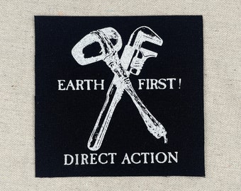 Tree Silhouette Patch, Green on White Canvas Screenprint Douglas Fir ...