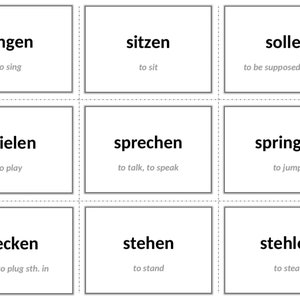 German Printable Flashcards - 200 Most Common Verbs - Etsy