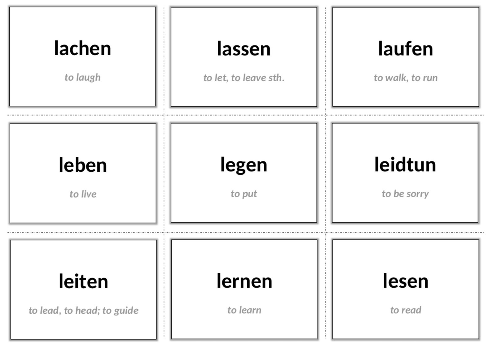 German Printable Flashcards - 200 Most Common Verbs - Etsy