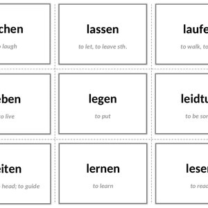 German Printable Flashcards - 200 Most Common Verbs - Etsy