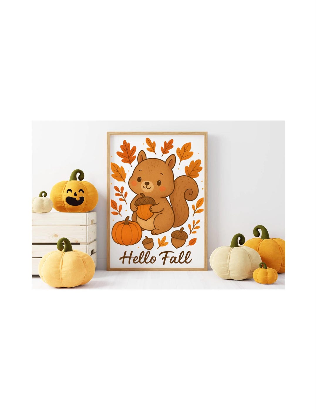 Fall Squirrel PNG Clipart: Pumpkin & Acorn, Hello Fall (digital ...
