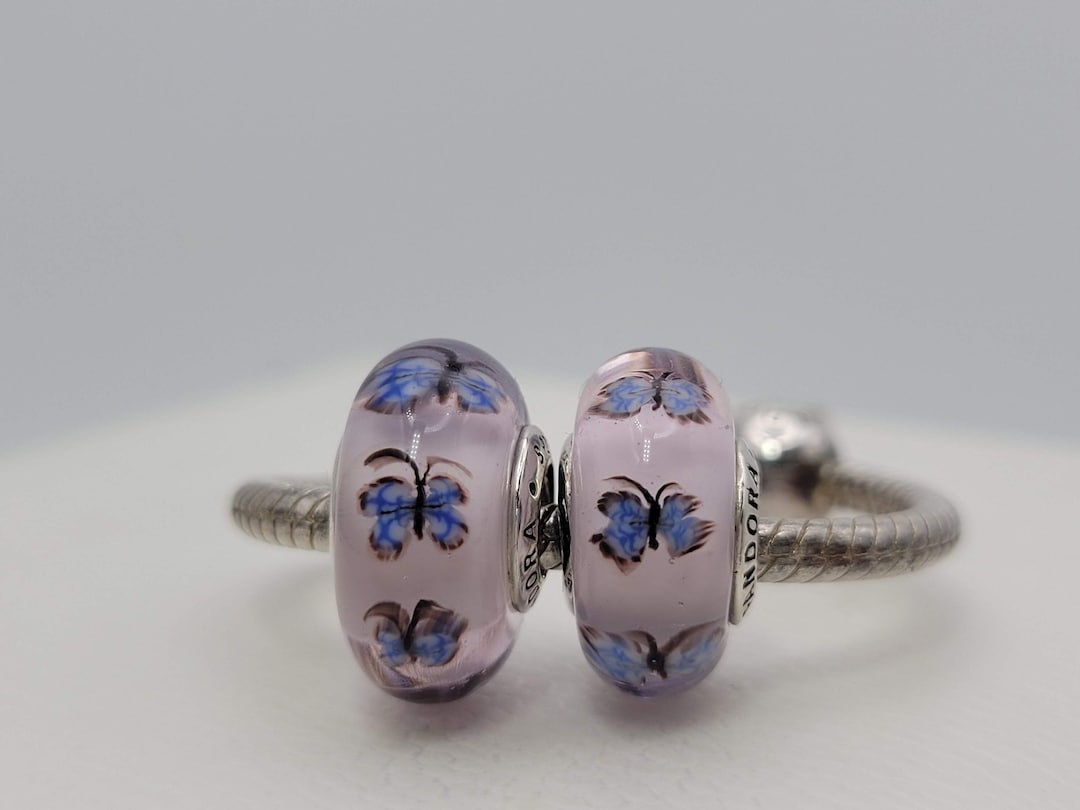 New Authentic Pandora Set of 2 Charms Butterfly Murano / New / S925 ...