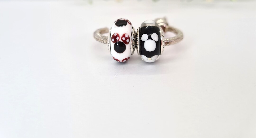 New Authentic Pandora Minnie Mickey Mouse Set of 2 Charms Disney Murano ...