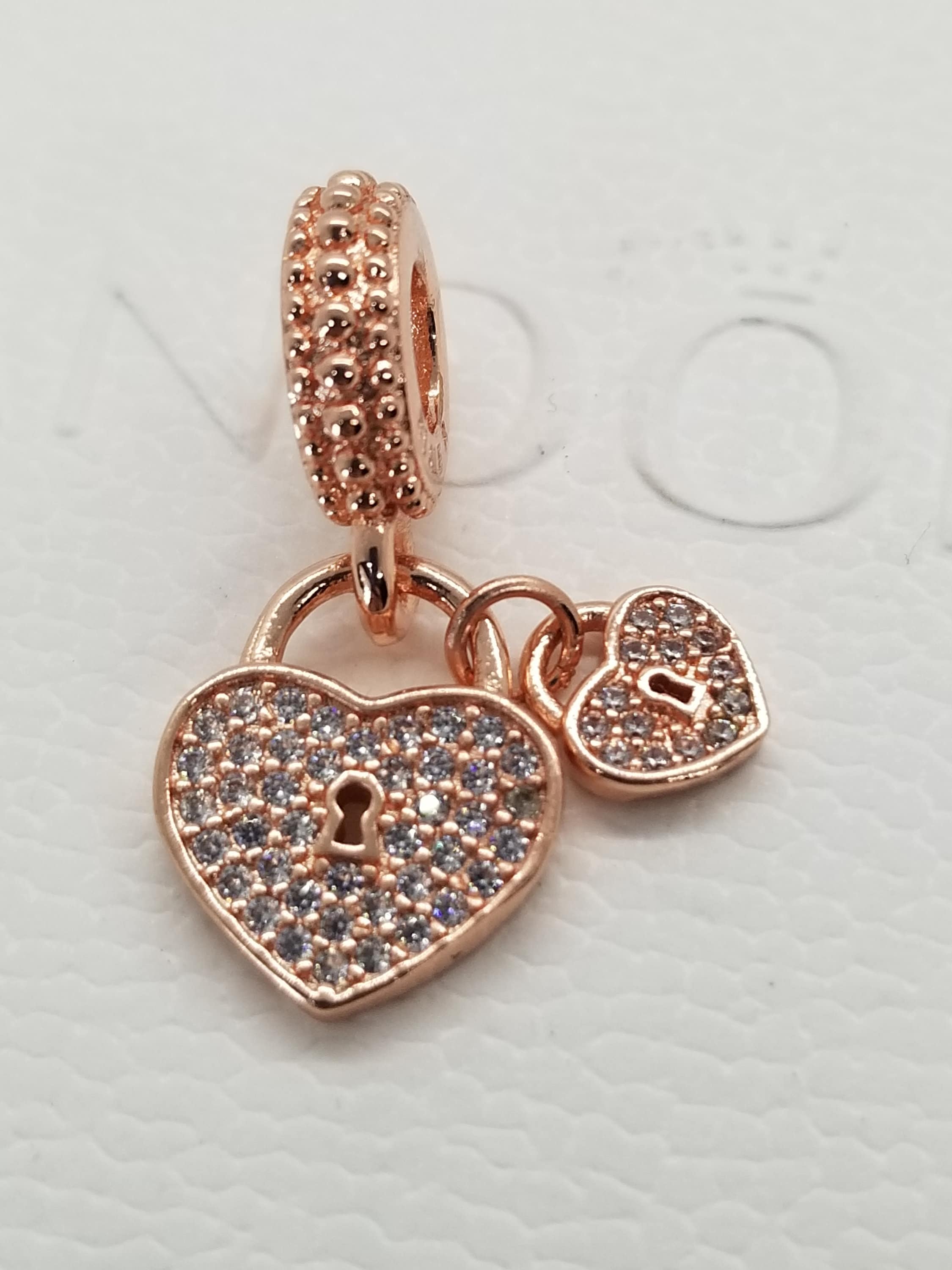 Authentic Pandora Rose Gold Love Locks Dangle Charm With CZ - Etsy