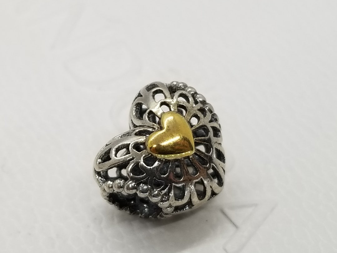 Authentic Pandora Openwork Heart Filigree Moments Charm / New / SILVER ...