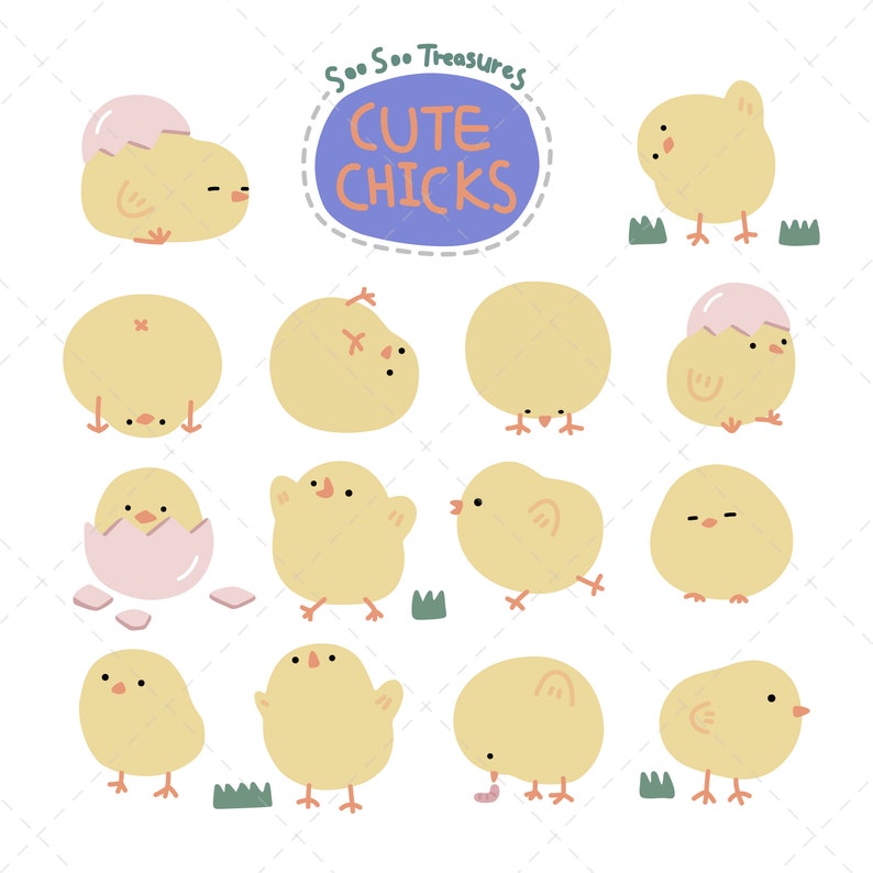 Cute Chicks Clipart | Lovely Baby Chicks | Simple Illustration ...