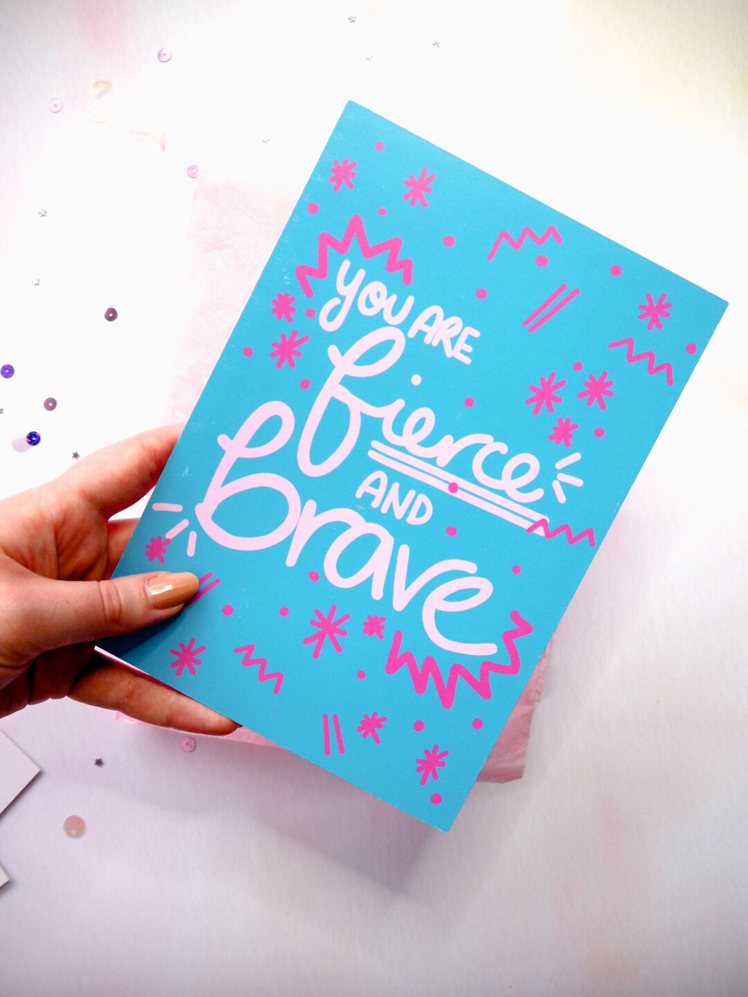You Are Fierce and Brave Print / Hand-lettering Motivational ...