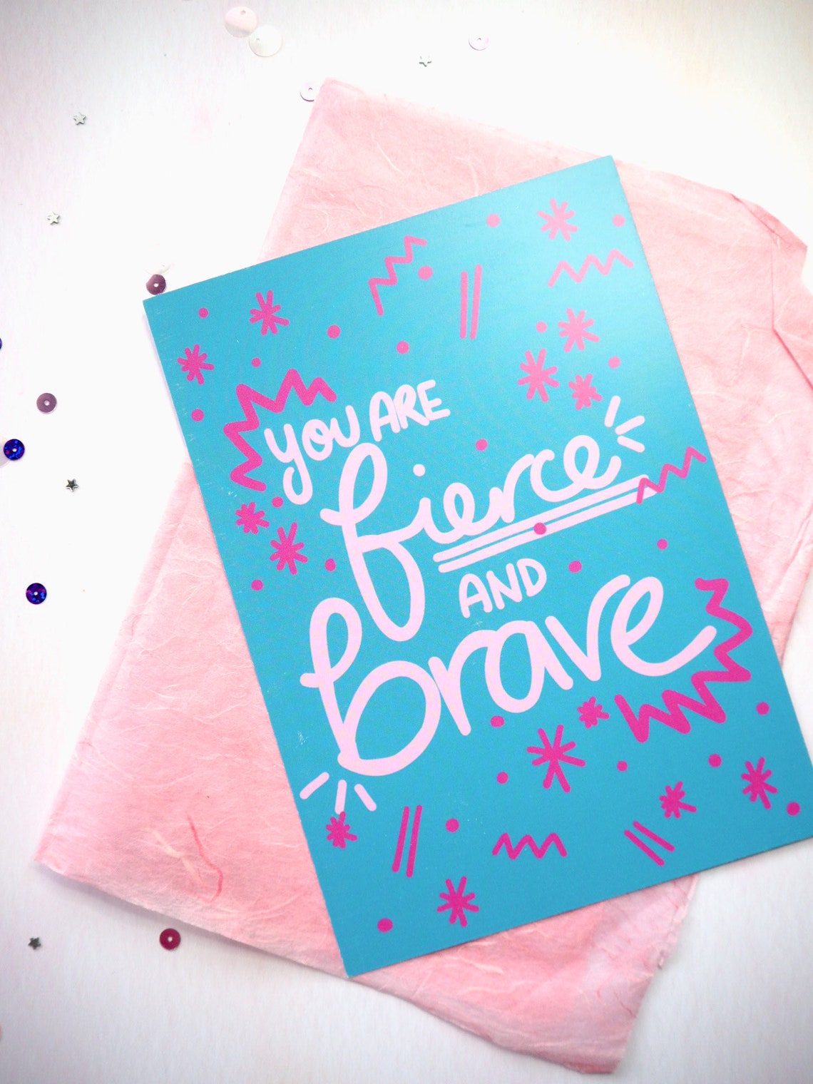 You Are Fierce and Brave Print / Hand-lettering Motivational ...