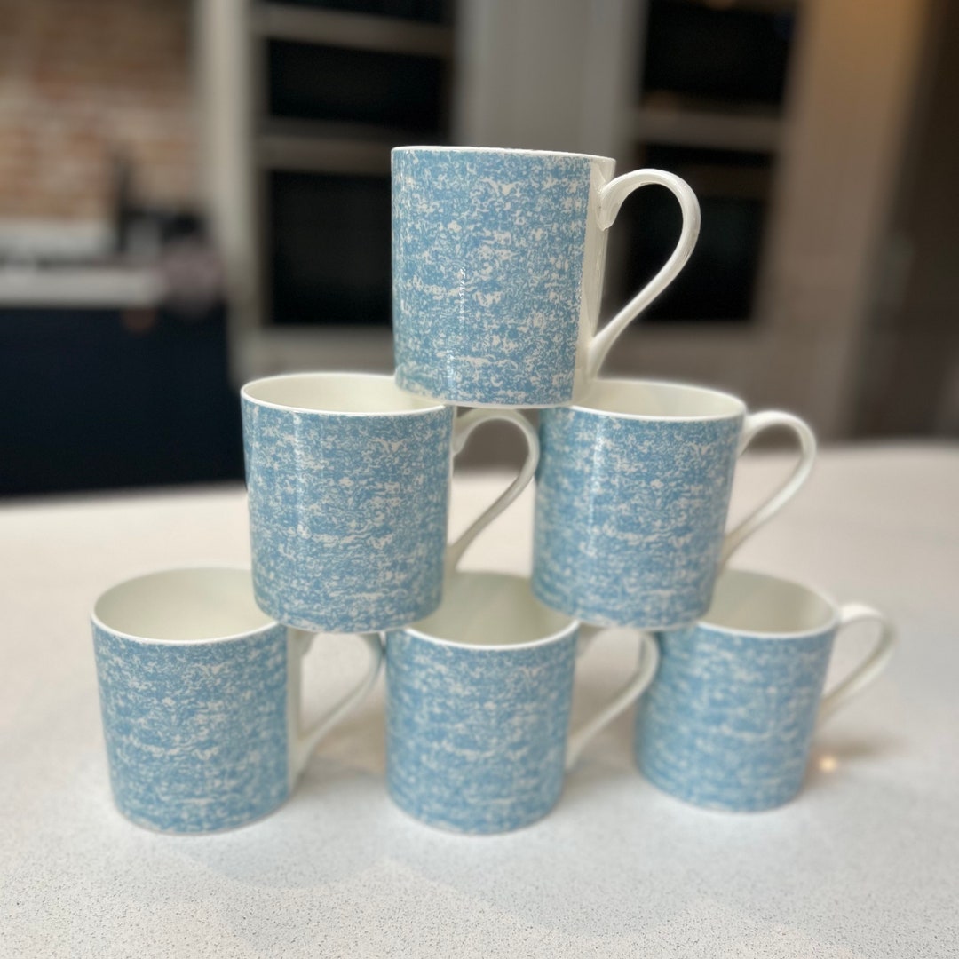 12oz Fine Bone China Mug Set With a Light Blue Wraparound Design - Etsy UK