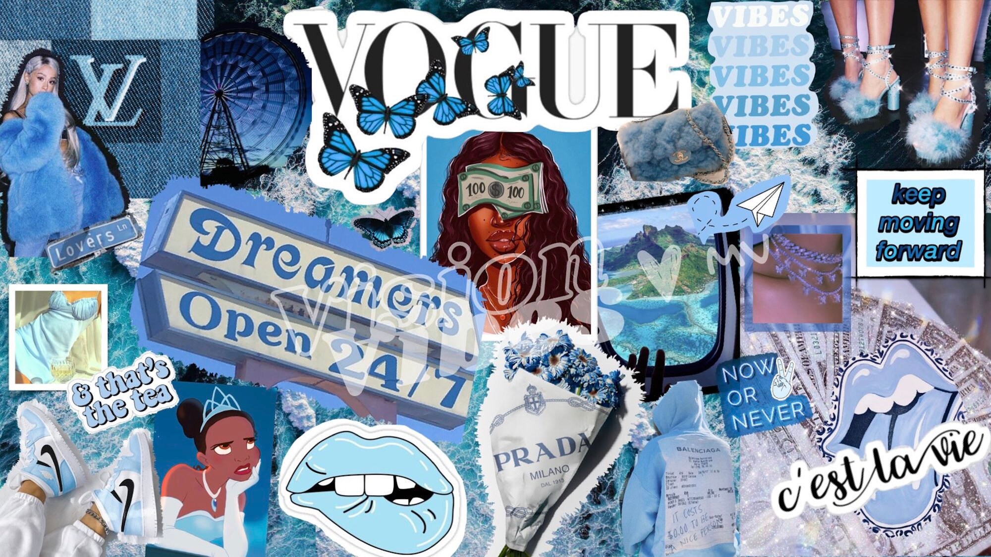 Vision Vibes Poster the BLUES Vision Board/aesthetic Collage - Etsy
