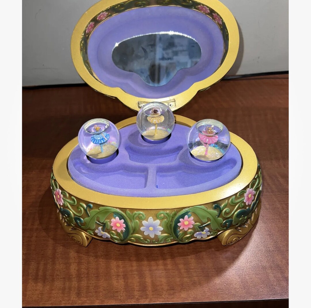 1991 Disney Store Princess Ballet Snow Globe Music and Jewelry Box ...