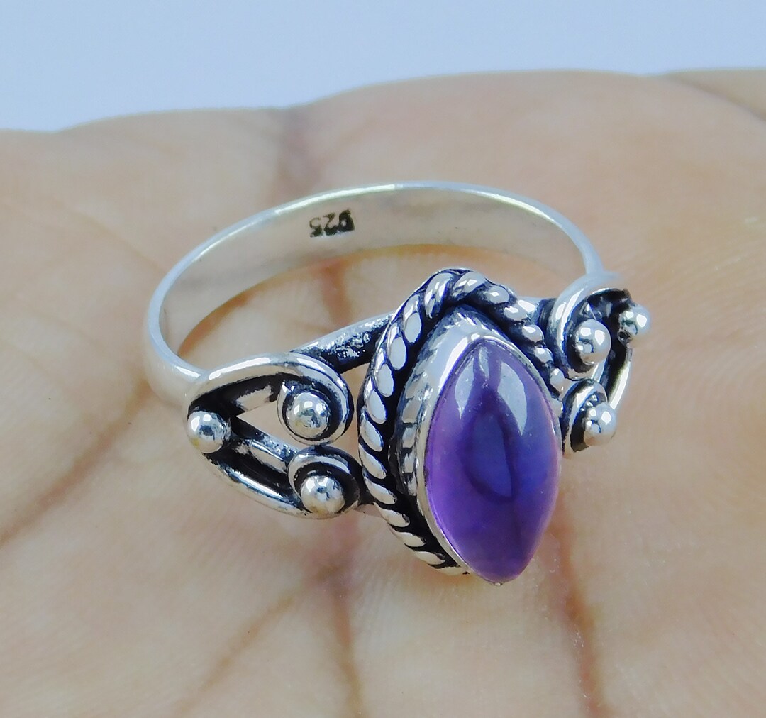 Natural Amethyst Ring, Amethyst Sterling Silver Ring, Amethyst Ring ...