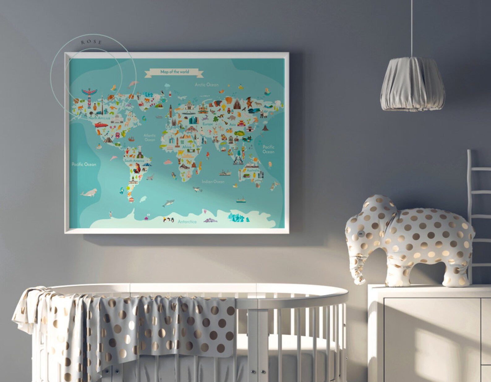 Map Of The World Kids Animal World Map Print Map Wall Art | Etsy
