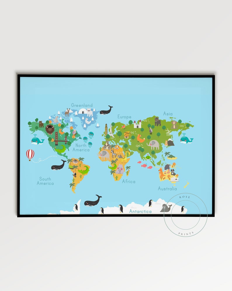 World Map Kids Print Map of the World Educational Posters - Etsy Australia