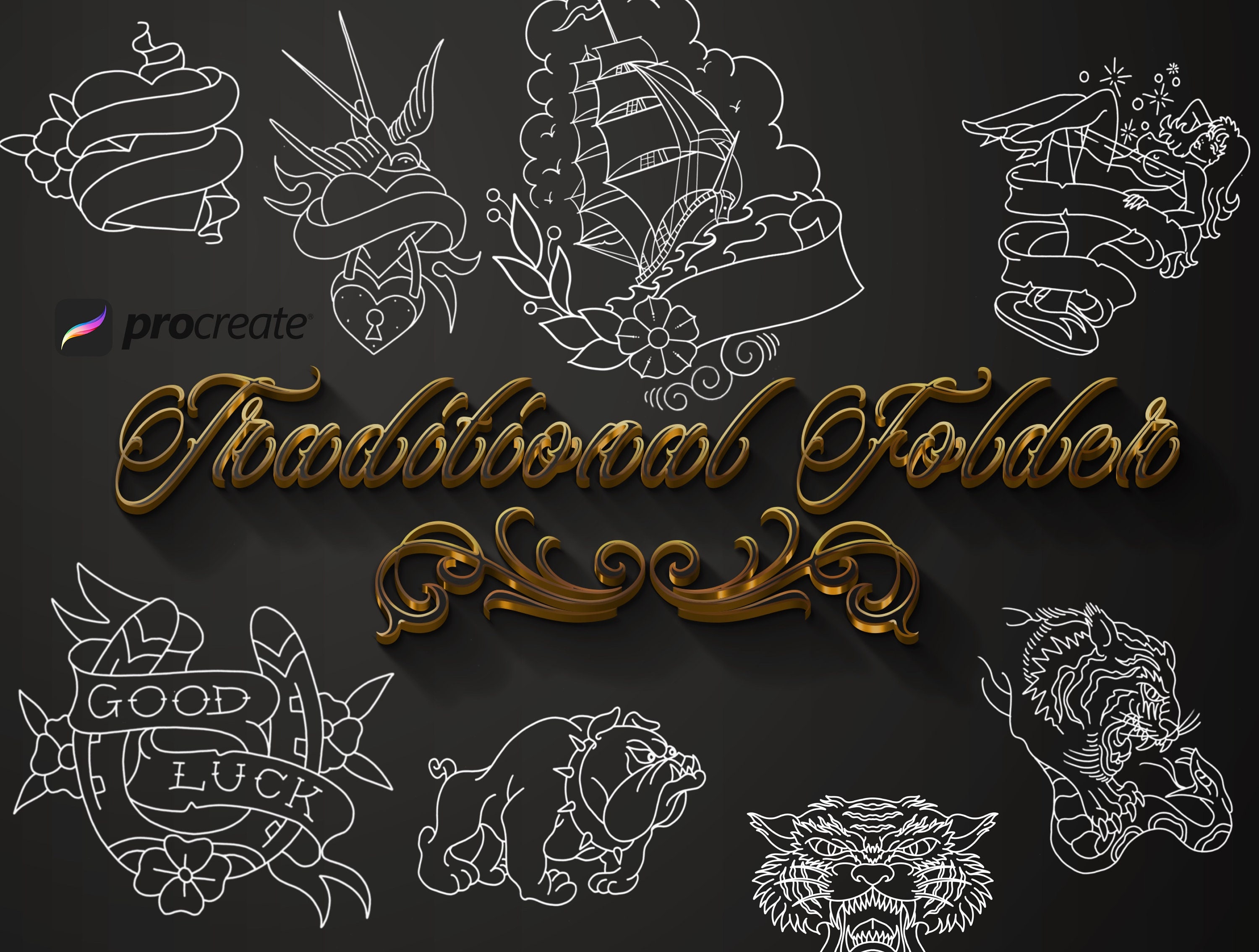 Custom Traditional Tattoo Flash for Procreate | Etsy