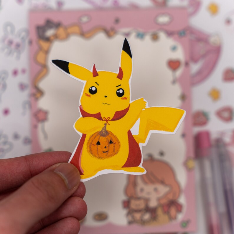 Pokemon Devil Costume Pikachu Halloween Sticker - Etsy