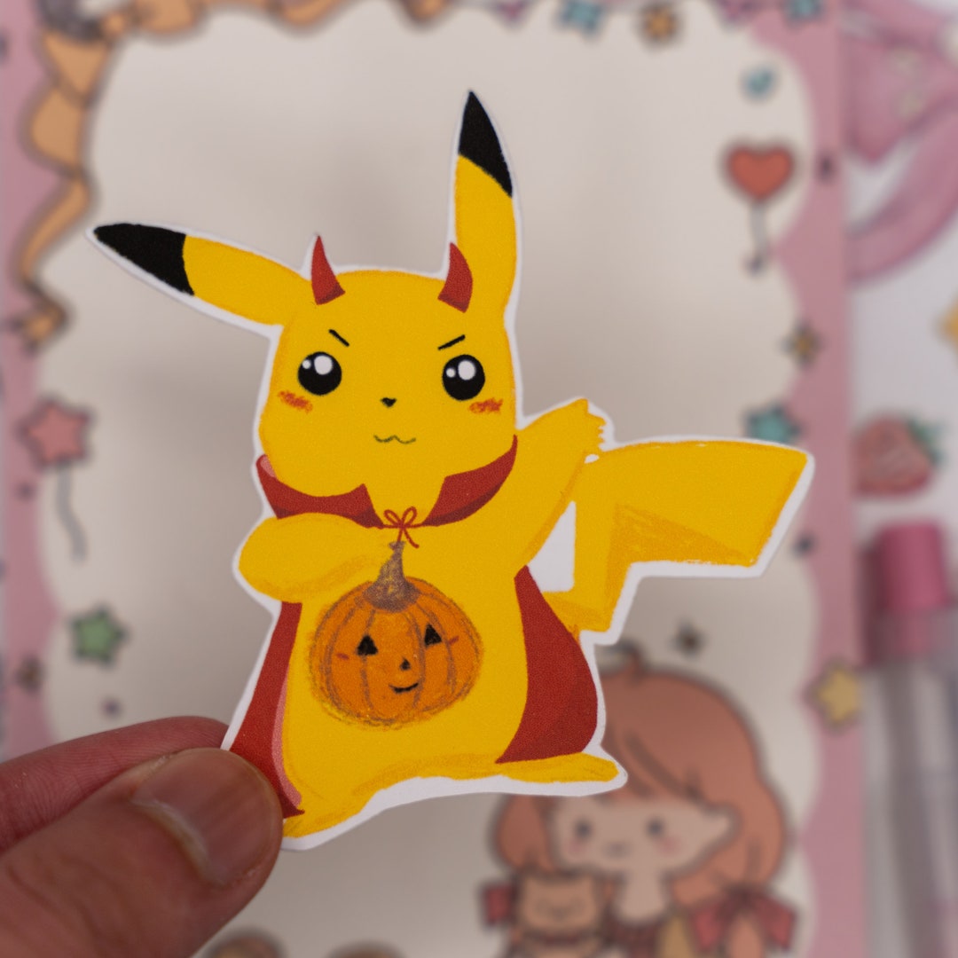 Pokemon Devil Costume Pikachu Halloween Sticker - Etsy