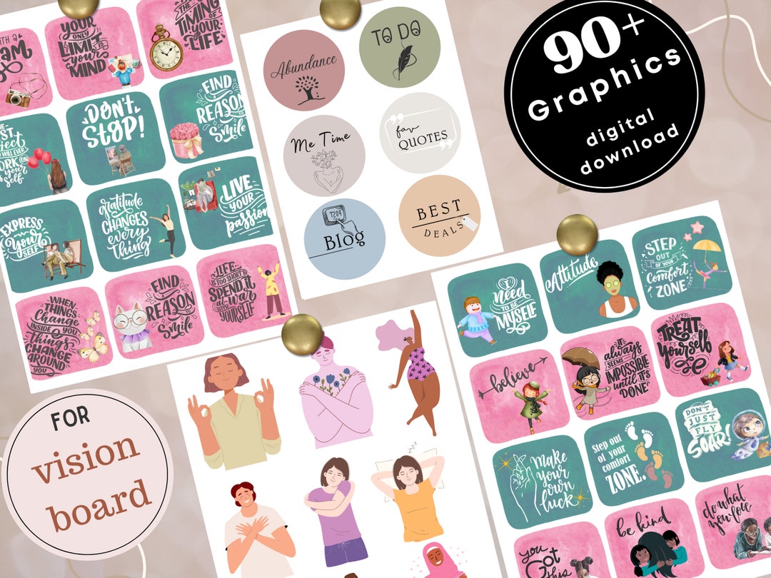 90 Vision Board Printable Graphics for 2023 Vision Board - Etsy UK