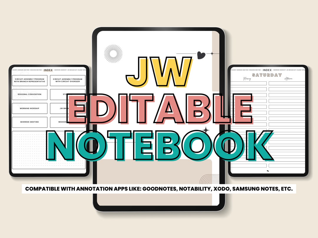 JW Digital Notebook | Editable Notebook | Pursue Peace | Enter Into God ...