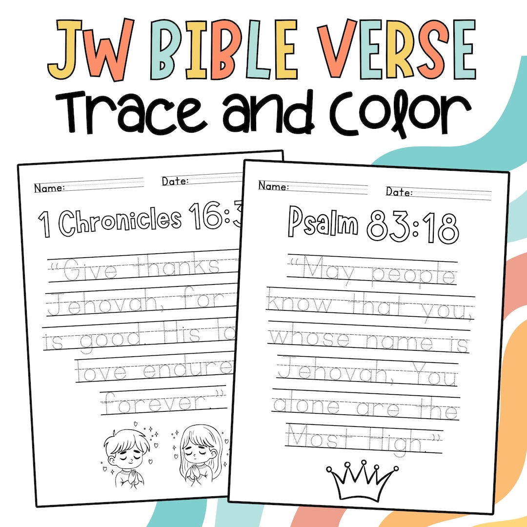 JW Kids Printable, JW Printables, JW Kids Scripture Tracing and ...