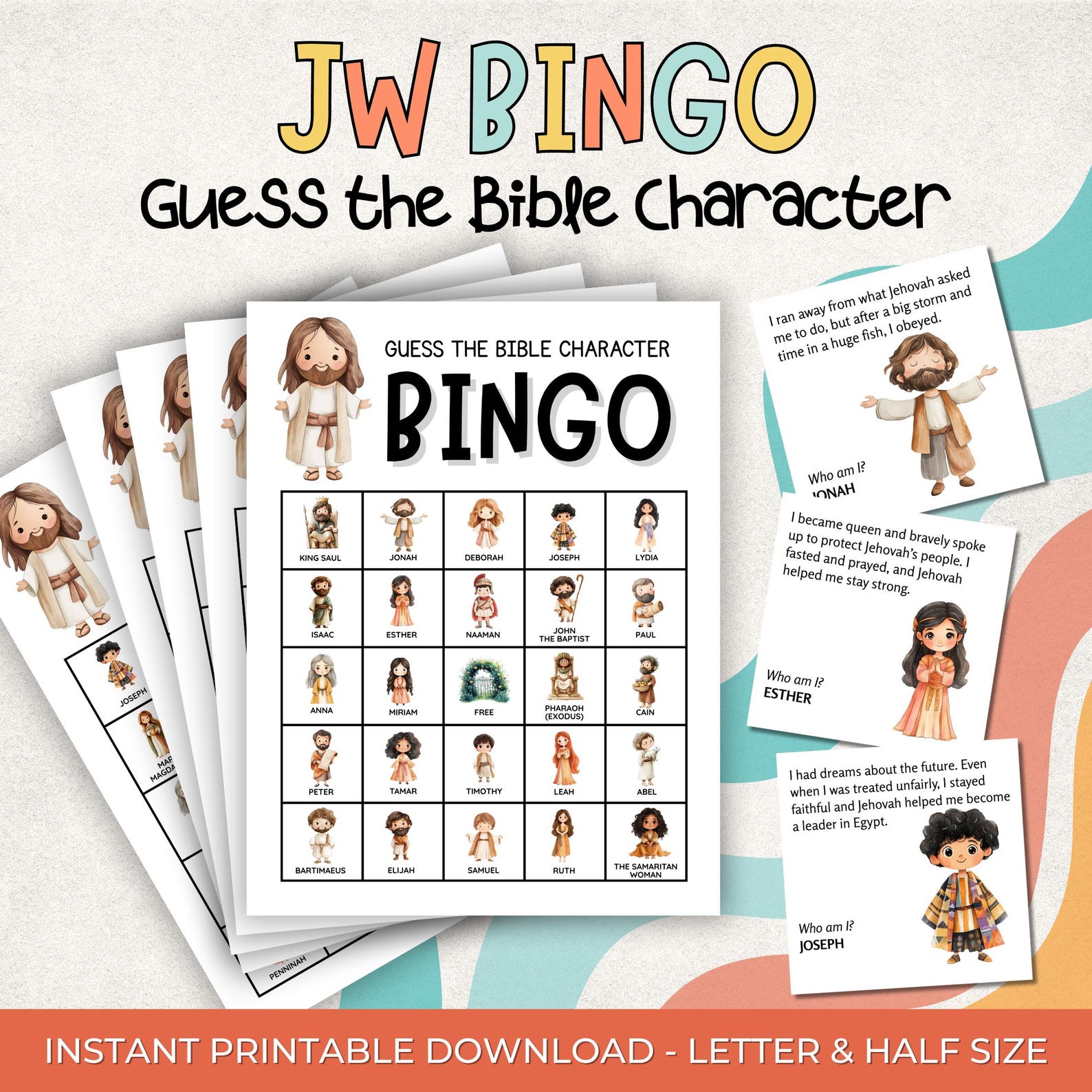JW Bible Character Bingo Game: Kids' Printable Activity (PDF) - Etsy