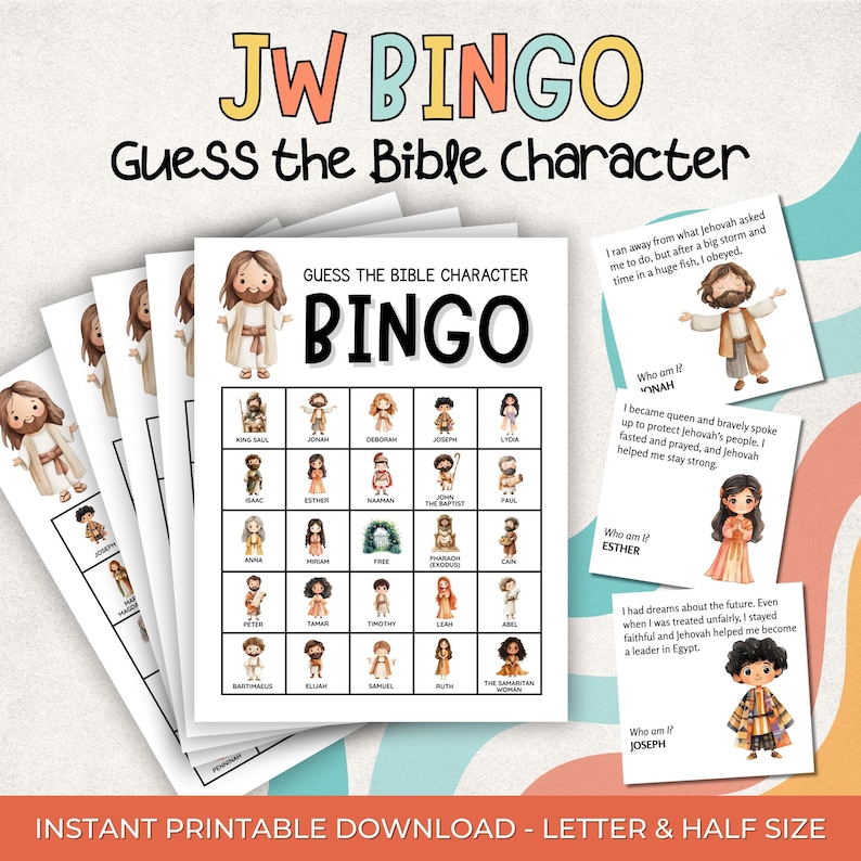JW Bible Character Bingo Game: Kids' Printable Activity (PDF) - Etsy