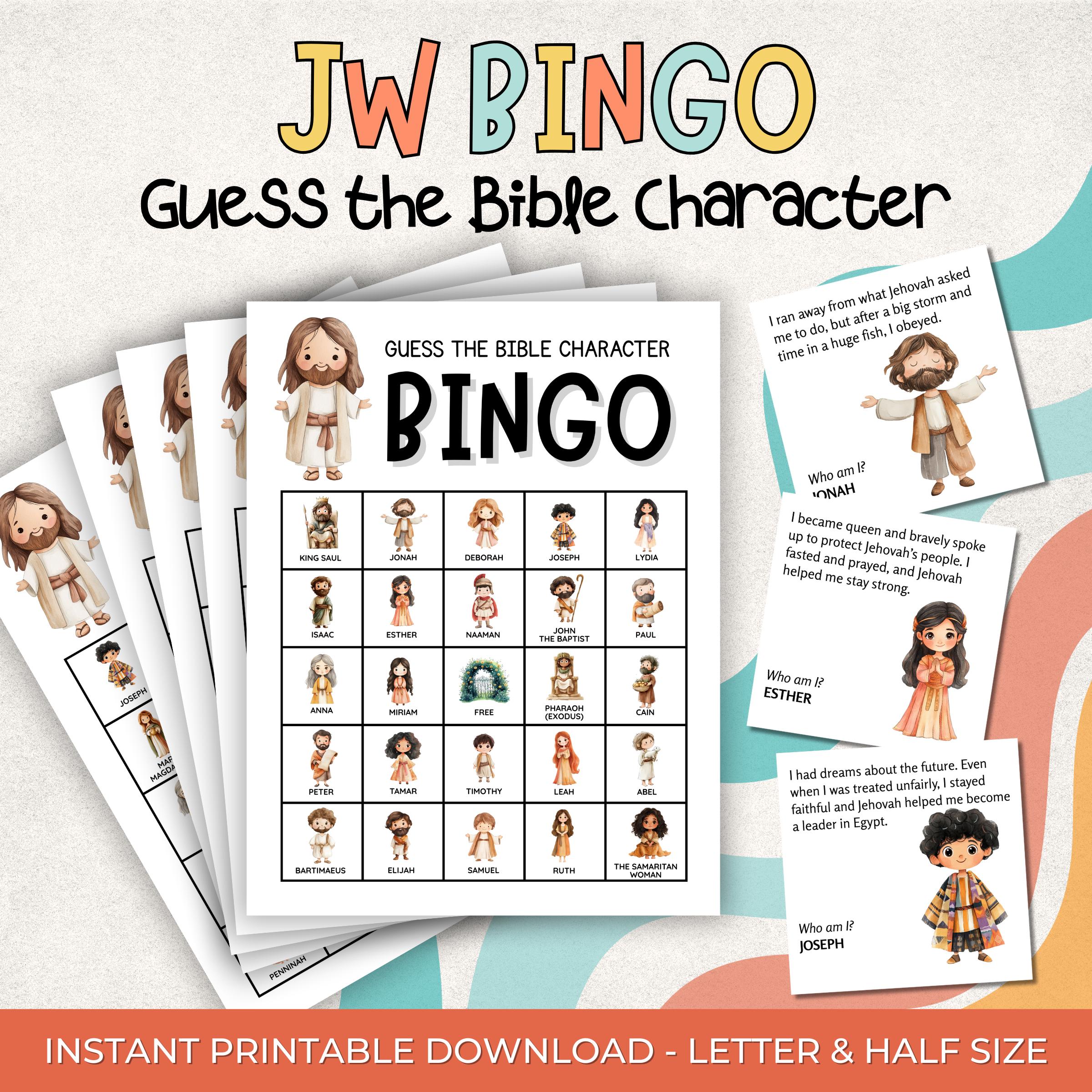 JW Bible Character Bingo Game: Kids' Printable Activity (PDF) - Etsy