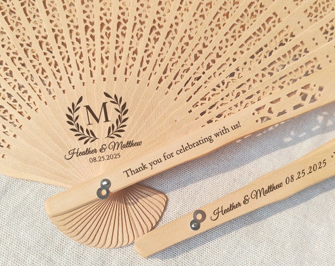 Bulk Personalized Hand Fan Wedding Favors for Guests, Wooden Fans ...