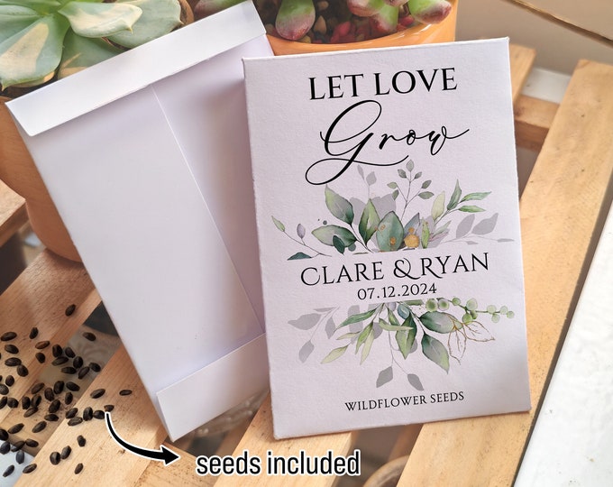 Wedding Seed Packet Favor for Guest Gift Let Love Bloom Seed Favor for ...