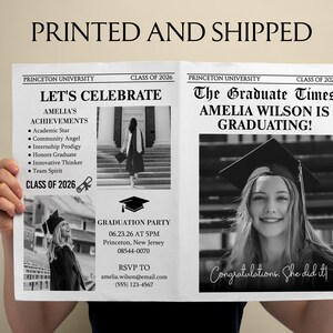 Printed Shipped Graduation Newspaper/newspaper Graduation Announcement ...