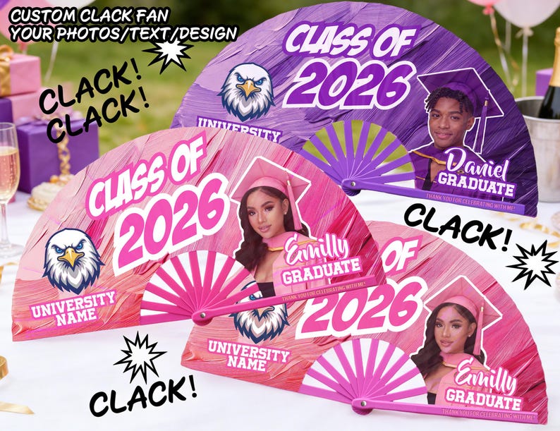 Custom Clack Fan for Graduation, Class of 2026 Graduation Fans ...