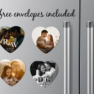 Heart Photo Magnets Save the Date/heart Magnet Modern Wedding/thank You ...