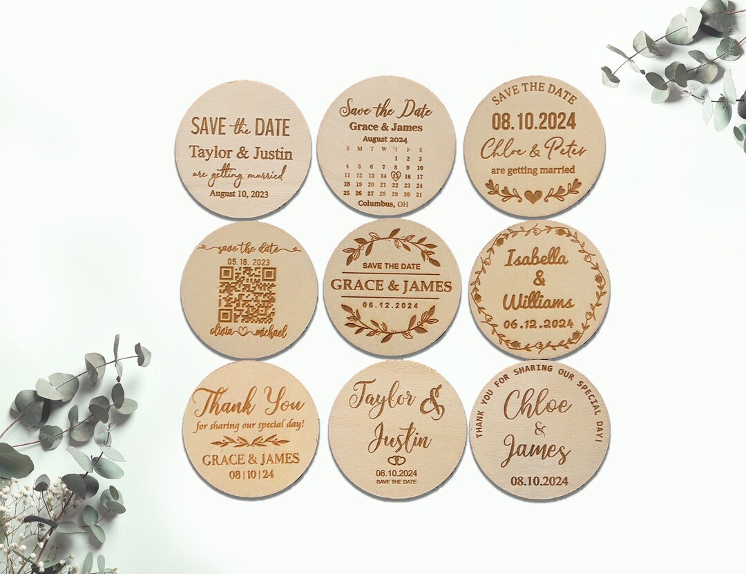 Save the Dates Wooden Magnets Personalized Save the Date Magnets With ...