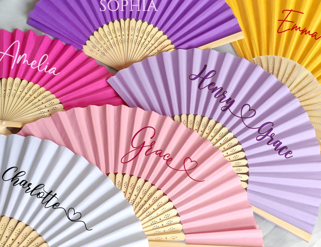 Personalized Colored Paper Fans – Custom Logo Folding Fans, Add Text ...