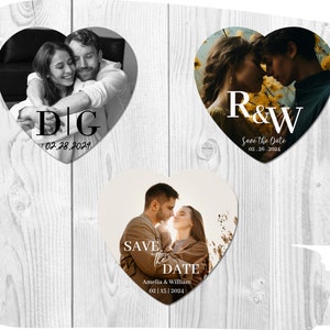 Heart Photo Magnets Save the Date/heart Magnet Modern Wedding/thank You ...