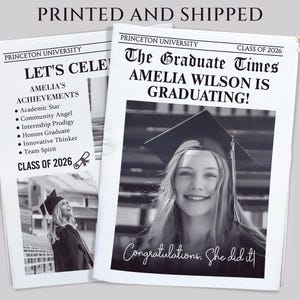 Printed Shipped Graduation Newspaper/newspaper Graduation Announcement ...